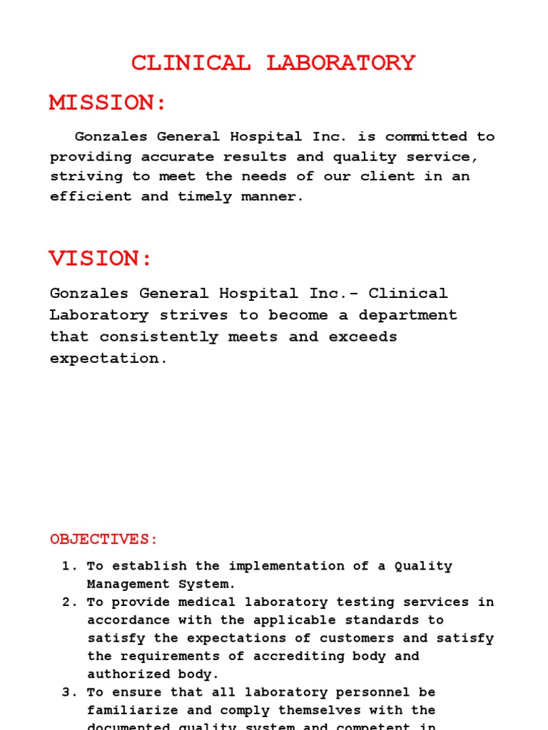 Clinical Laboratory Mission | PDF
