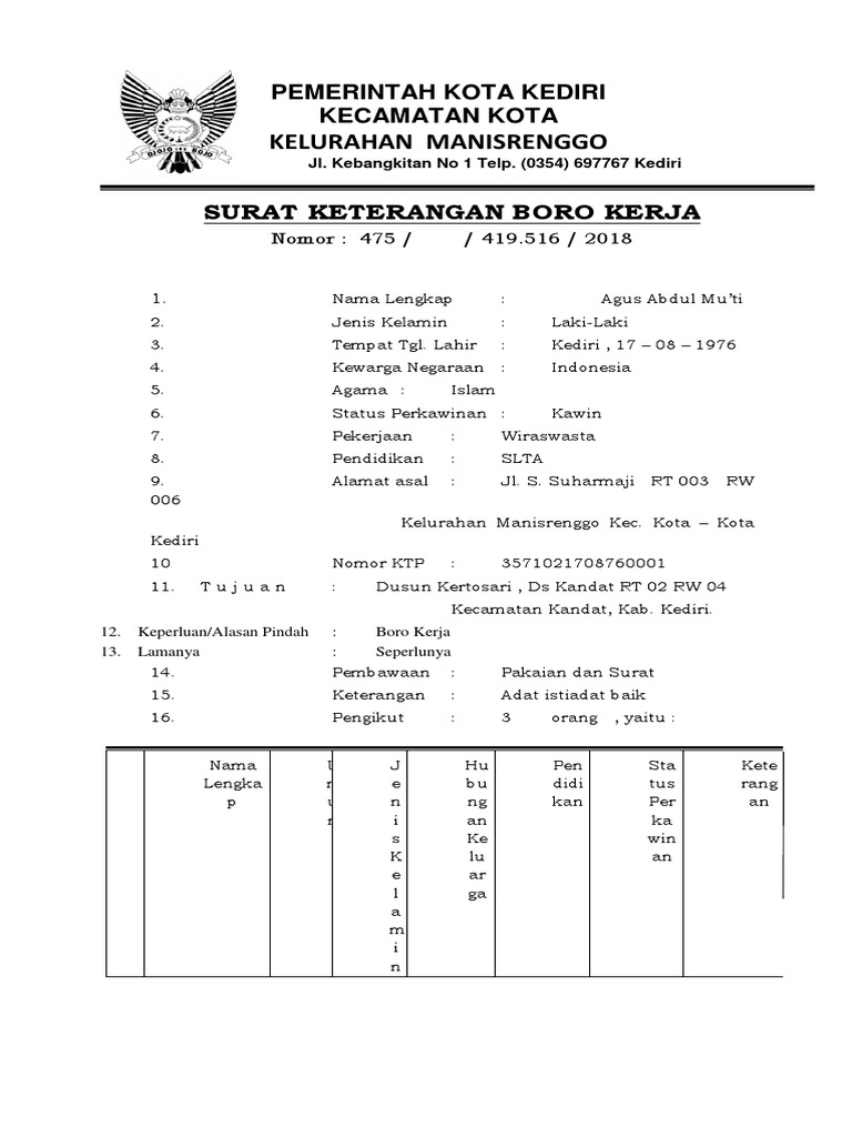 Surat Boro Kerja | PDF