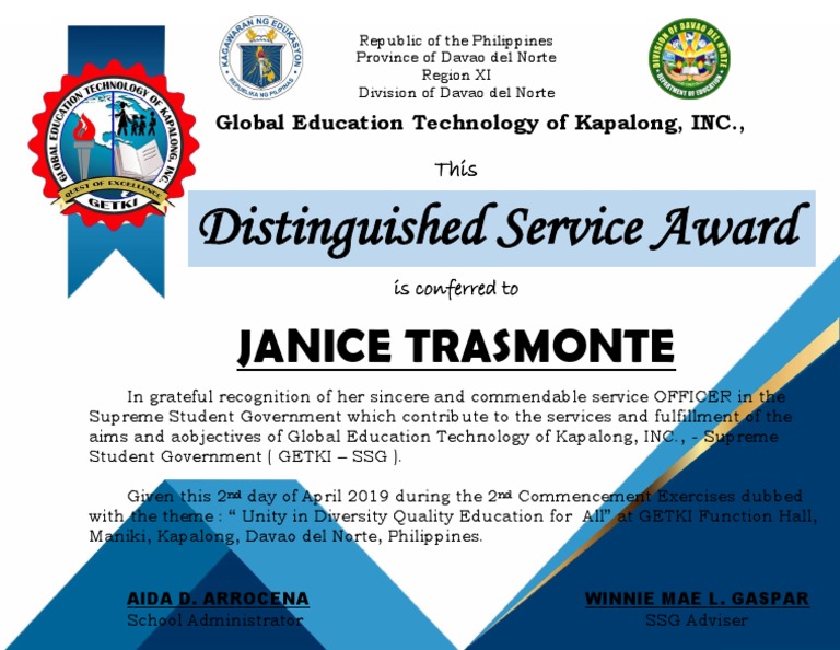 SSG Service Award | PDF