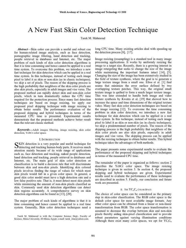 A New Fast Skin Color Detection Technique: World Academy of Science ...