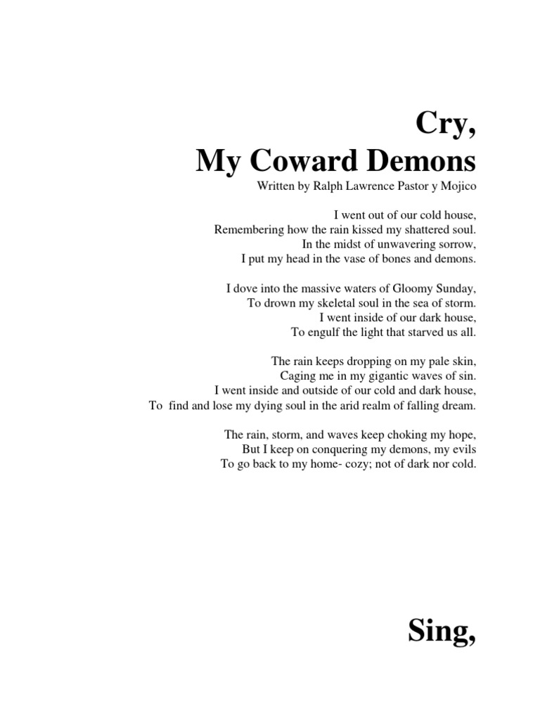 Cry, My Coward Demons | PDF | Poetry