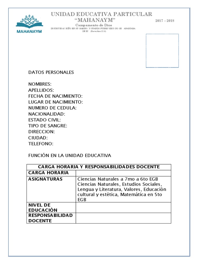 Datos Informativos Del Docente | PDF