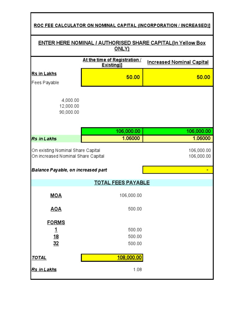 Roc Fee Calculator | PDF