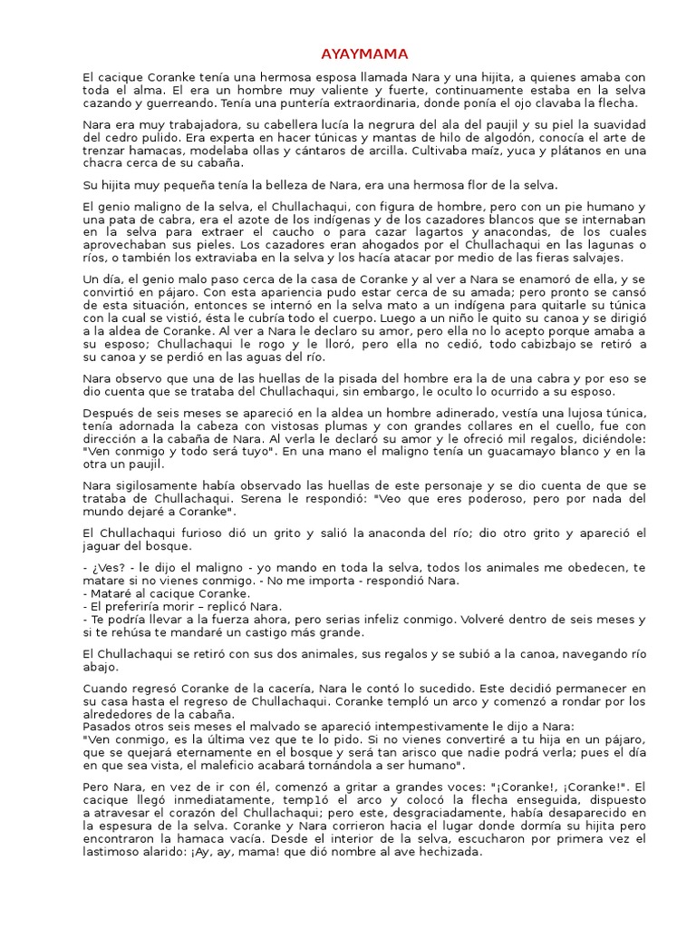 La leyenda del Ayaymama | PDF