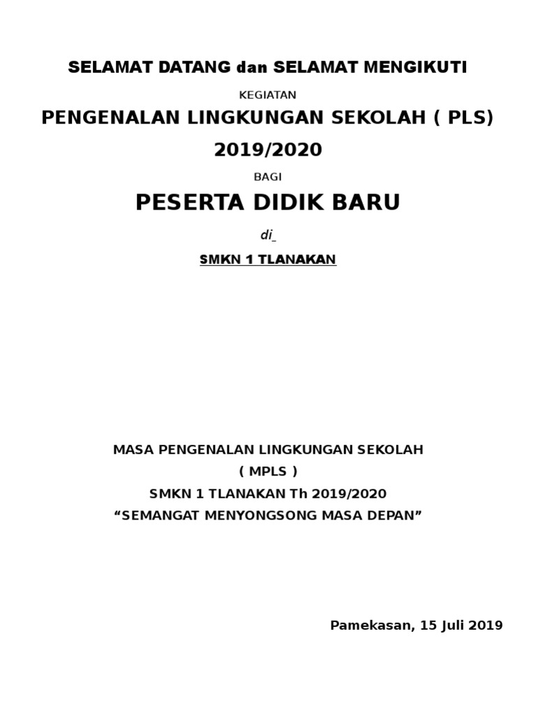 Banner MPLS SMKN 1 Tlanakan 2019 | PDF | Bisnis | Ilmu Sosial
