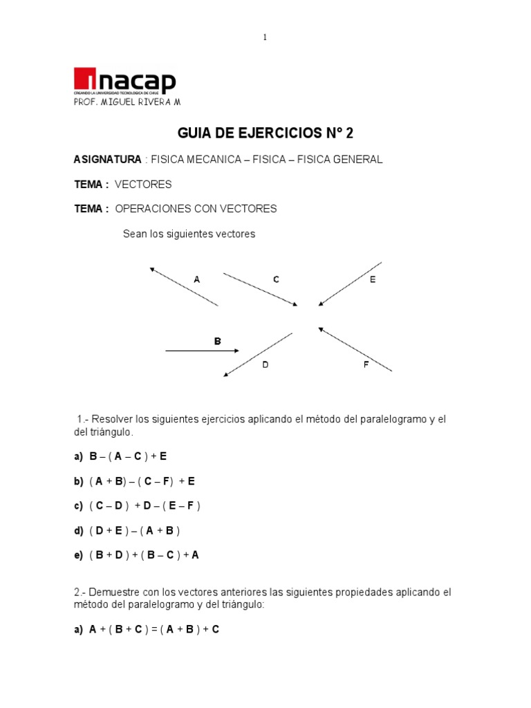Guia #2 Vectores | PDF | Cálculo multivariable | Vector Euclidiano