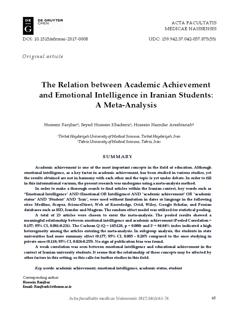 The Relation Between Academic Achievement and Emotional Intelligence in ...