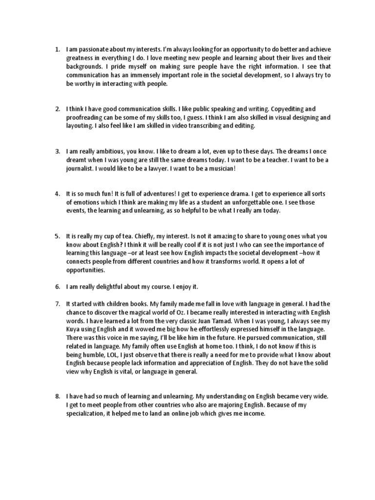 I Am Passionate About My Interests | PDF | Human Communication | Semiotics