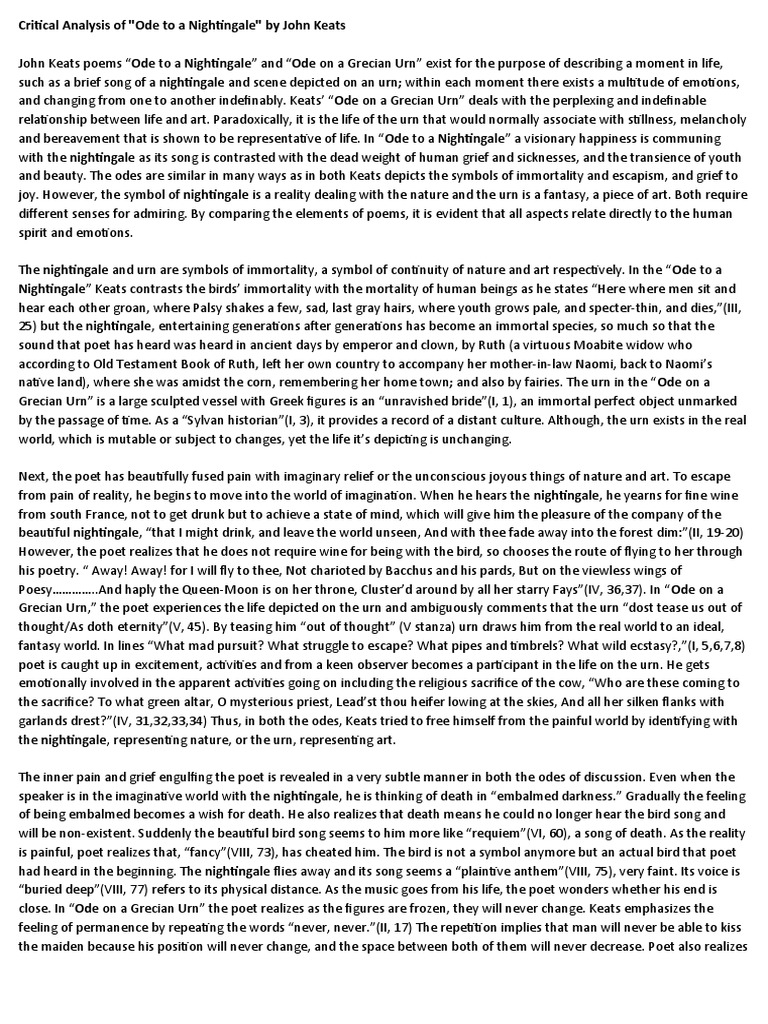 Critical Analysis of | PDF | John Keats | Poetry