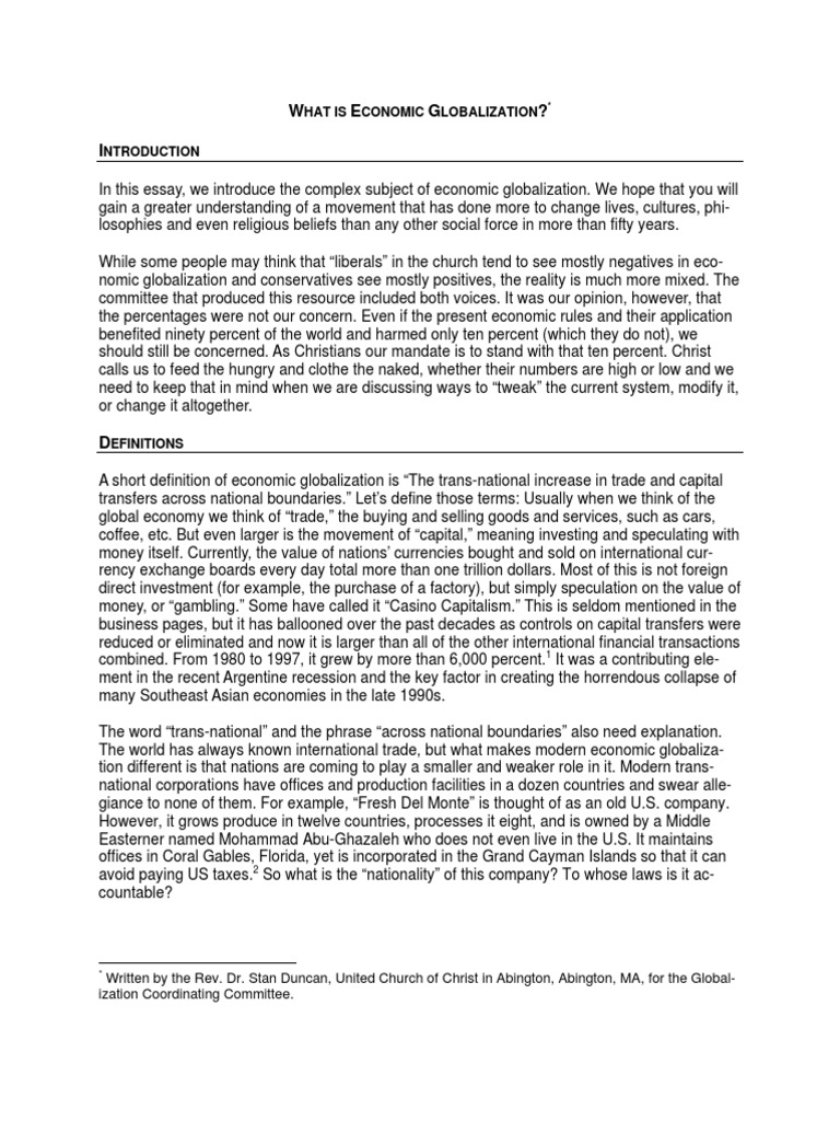 What Is Economic Globalization PDF | PDF | Globalization ...