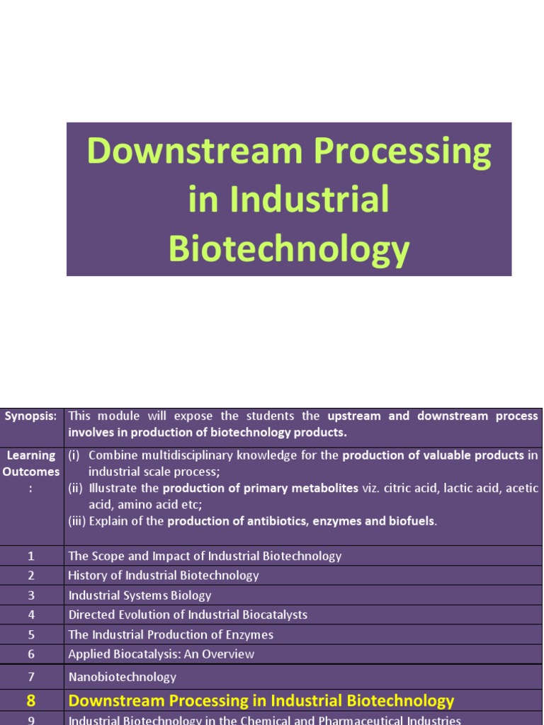 TOPIC 8 Downstream Processing in Industrial Biotechnology | PDF ...