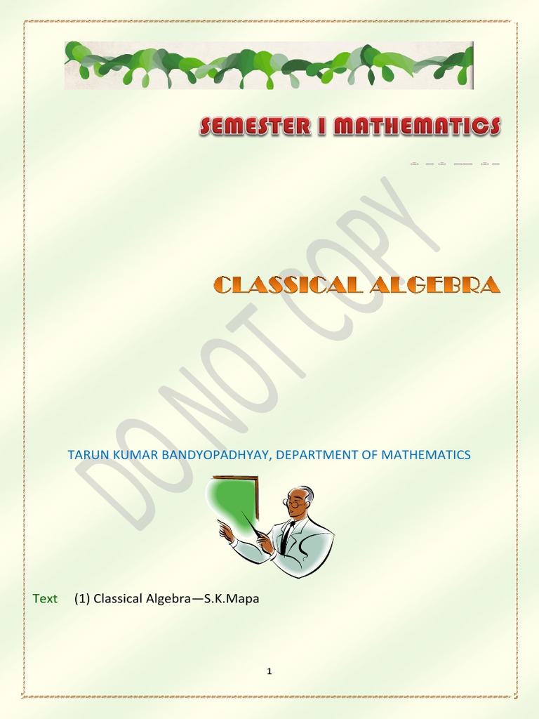 Tarun Kumar Bandyopadhyay, Department of Mathematics: (1) Classical Algebra-S.K.Mapa | Download ...