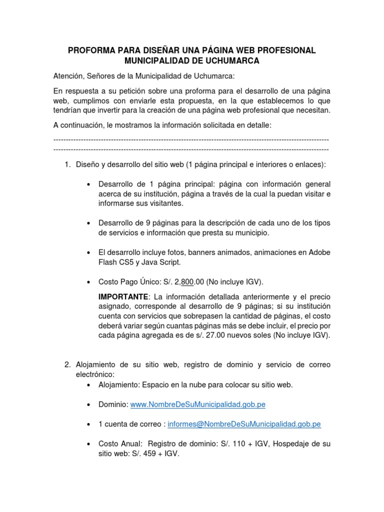 Proforma Web 2 | PDF | Desarrollo web | Sitios web