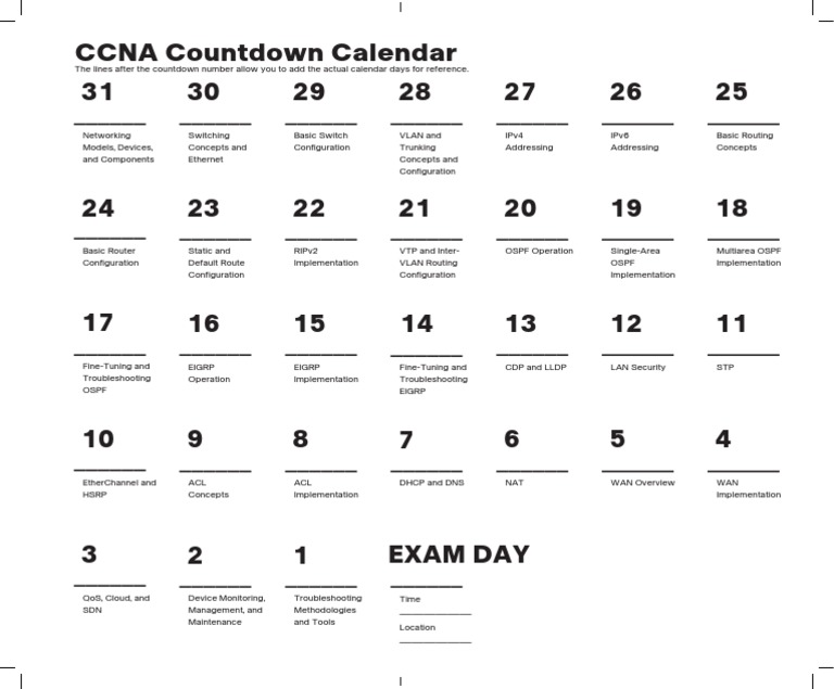 CCNA Countdown Calendar | PDF | Network Switch | Cisco Certifications