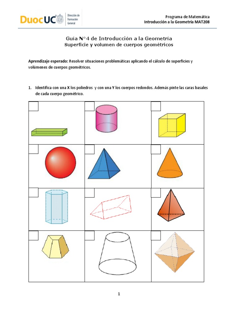 Guía de Superficie y Volumen | PDF | Volumen | Geometría