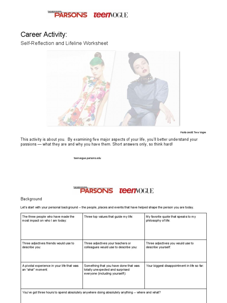 Career Self-Reflection Lifeline | PDF | Cognition | Psychology