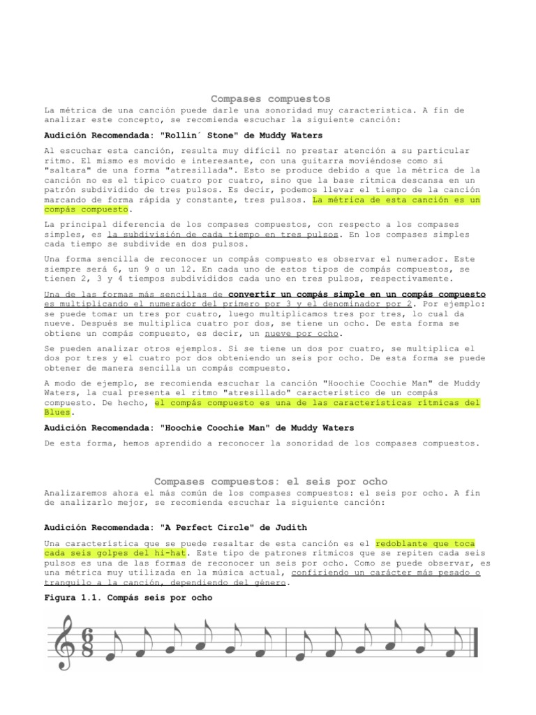 Compases Compuestos | PDF | Escala (música) | Acorde (Música)
