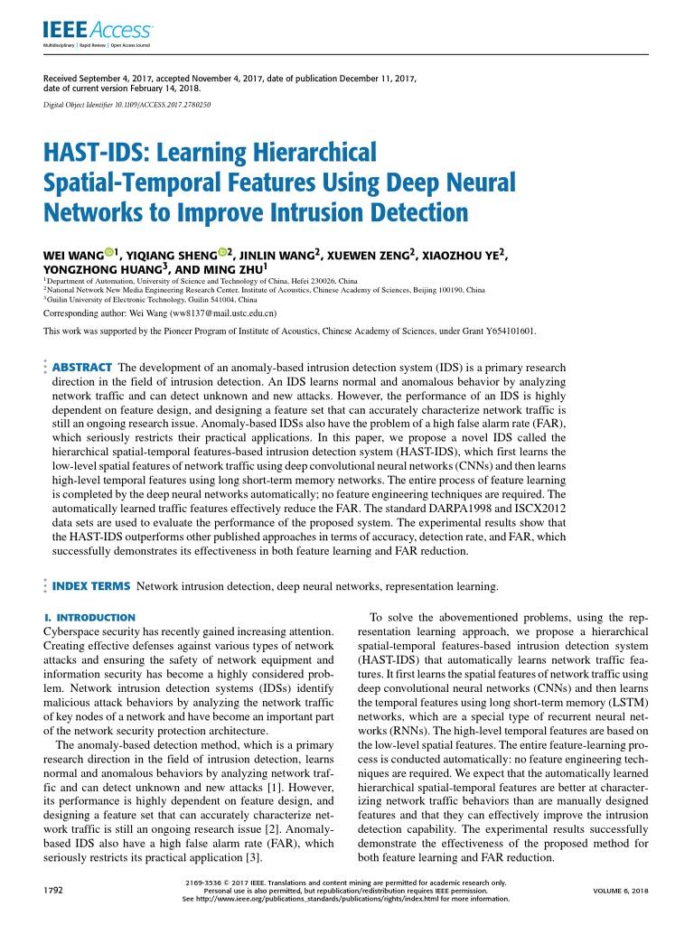 HAST-IDS: Learning Hierarchical Spatial-Temporal Features Using Deep ... HAST-IDS: Learning Hierarchical Spatial-Temporal Features Using Deep ...