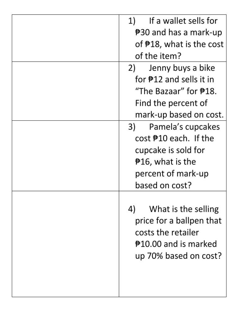 Mark-Up Class Activity | PDF