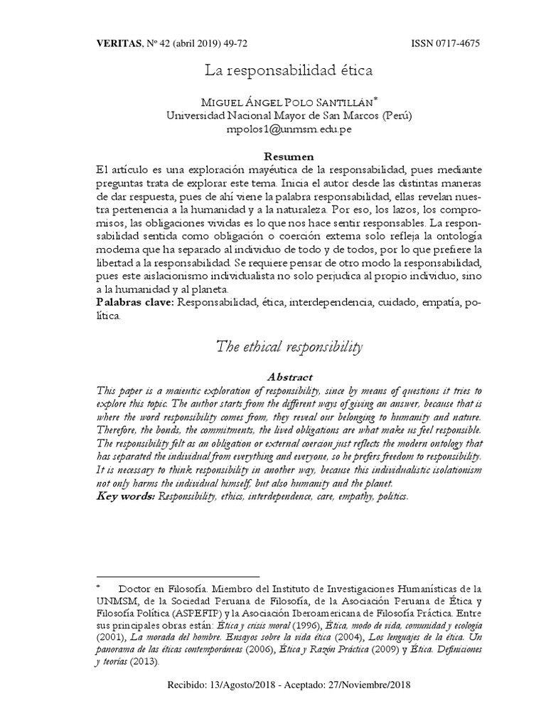 La Responsabilidad Ética | PDF | Homo Sapiens | Moralidad