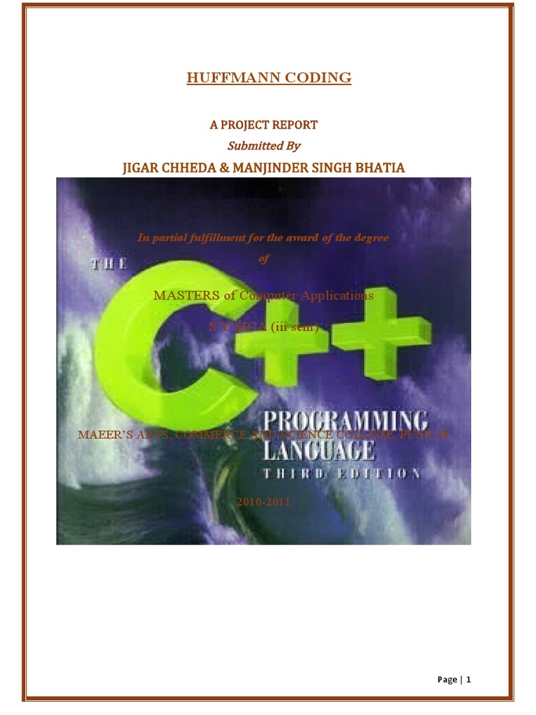 Huffman Coding Project Report | PDF | C++ | Data Compression