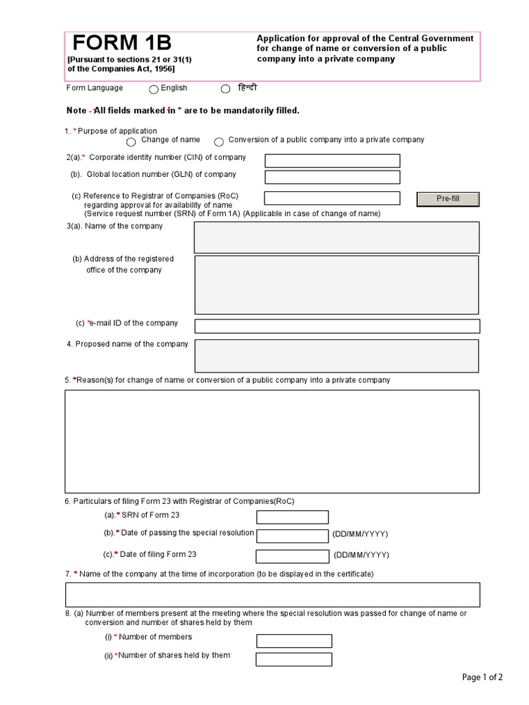 Form 1 B | PDF | Board Of Directors | Government Information