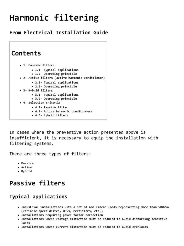 Harmonic Filtering - Electrical Installation Guide | PDF | Electronic Filter | Manufactured Goods