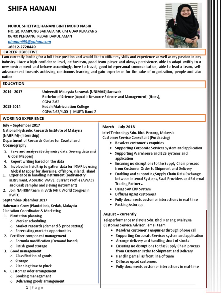 Aquatic Resource Science Graduate CV | PDF | Business | Nature