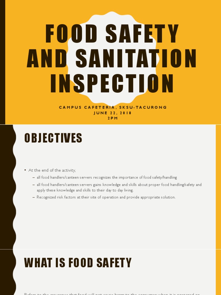Food Safety and Sanitation Lecture at SKSU Canteen | PDF | Food Safety ...