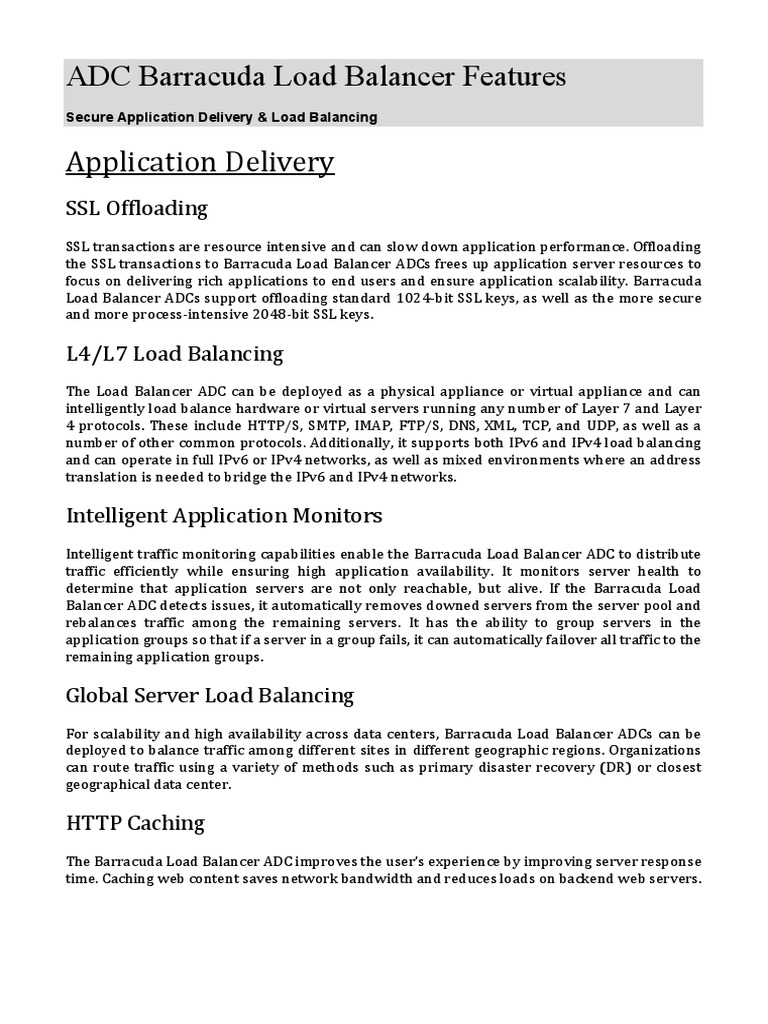Barracuda Load Balancer Features | PDF | Load Balancing (Computing ...