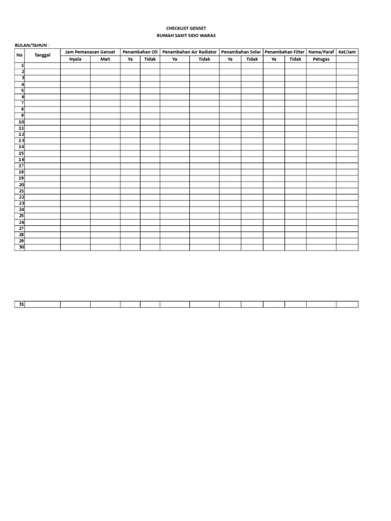 Checklist Gas Medis | PDF