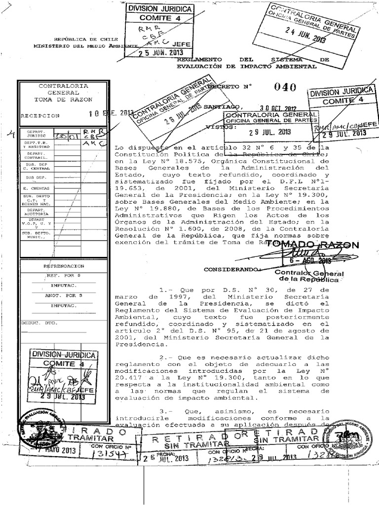 Reglamento SEIA-DS N40 de 2012 MMA RSEIA PDF | PDF