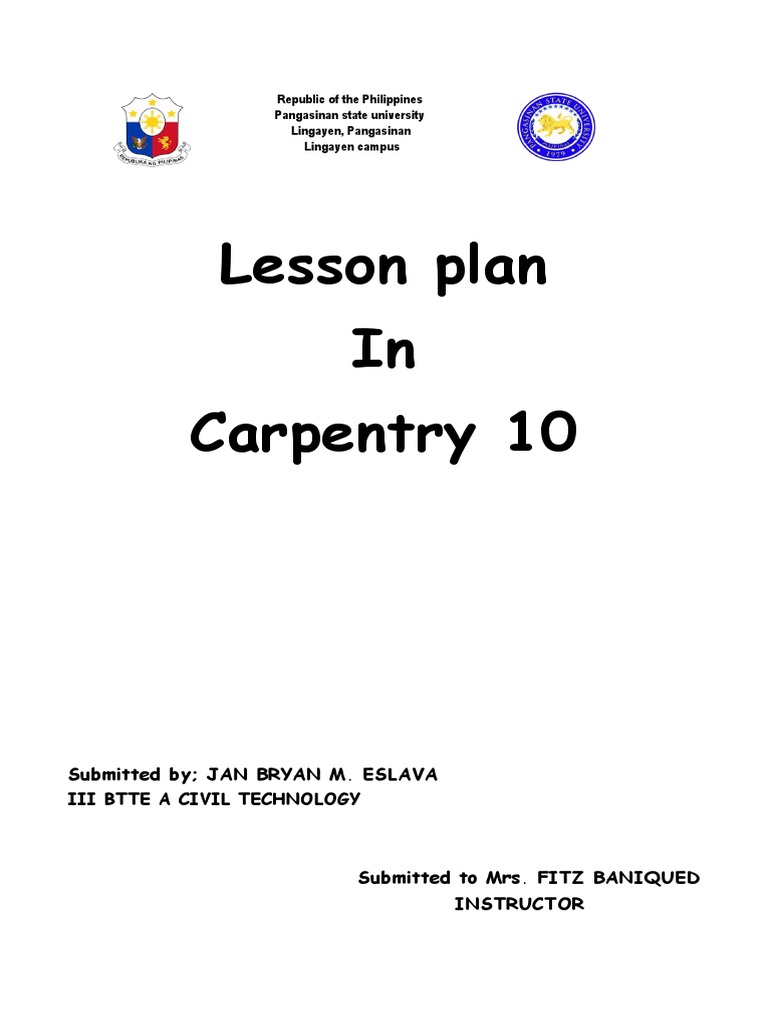 Lesson Plan in Carpentry 10 | PDF | Carpentry | Tools