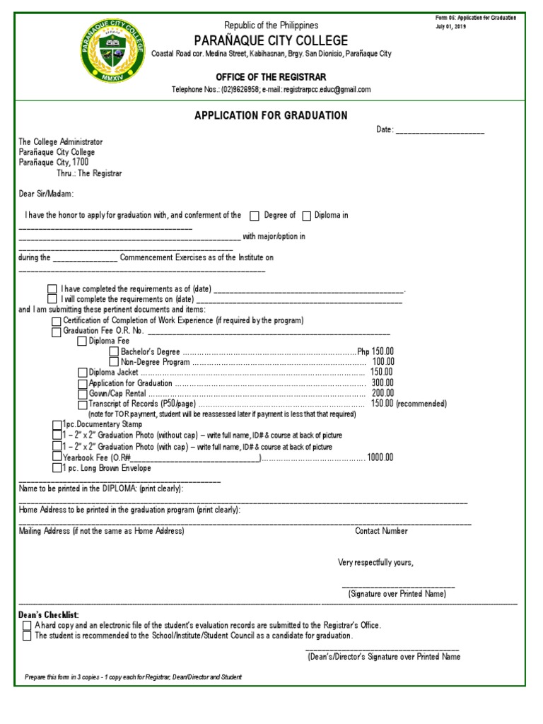Application For Graduation | PDF | Educational Stages | Academia