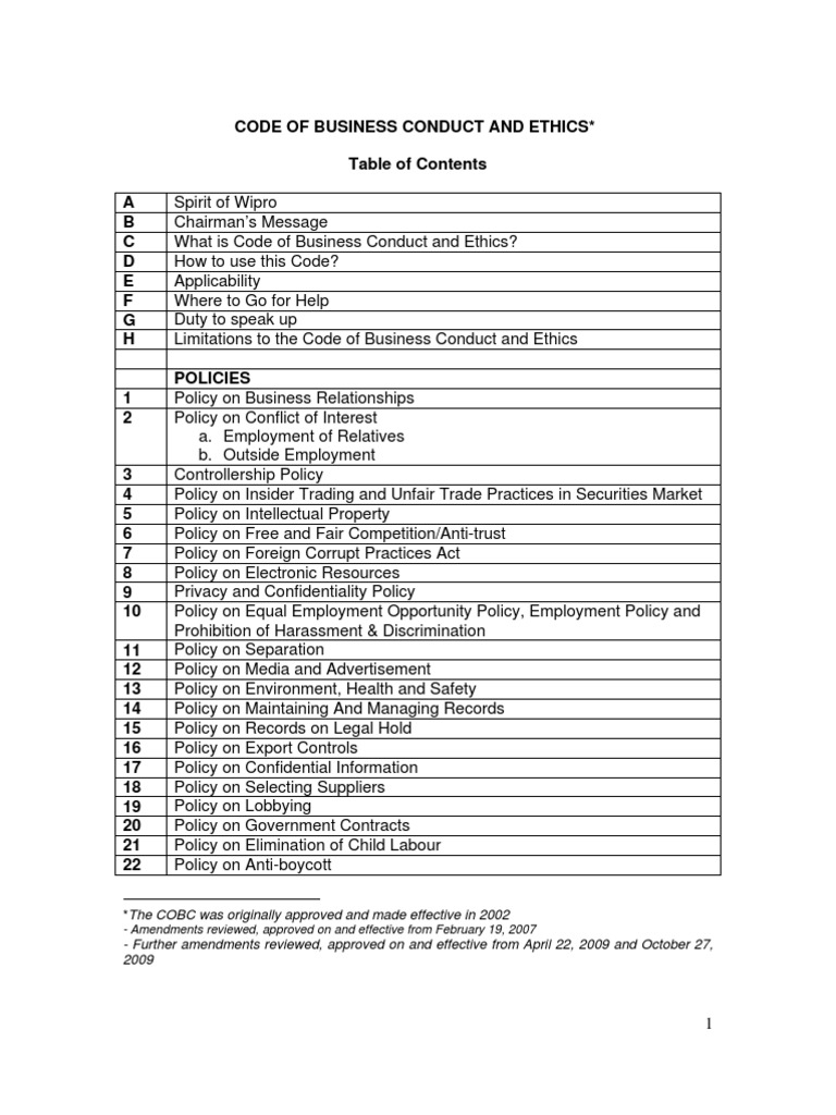 Code of Business Conduct and Ethics | PDF | Insider Trading ...