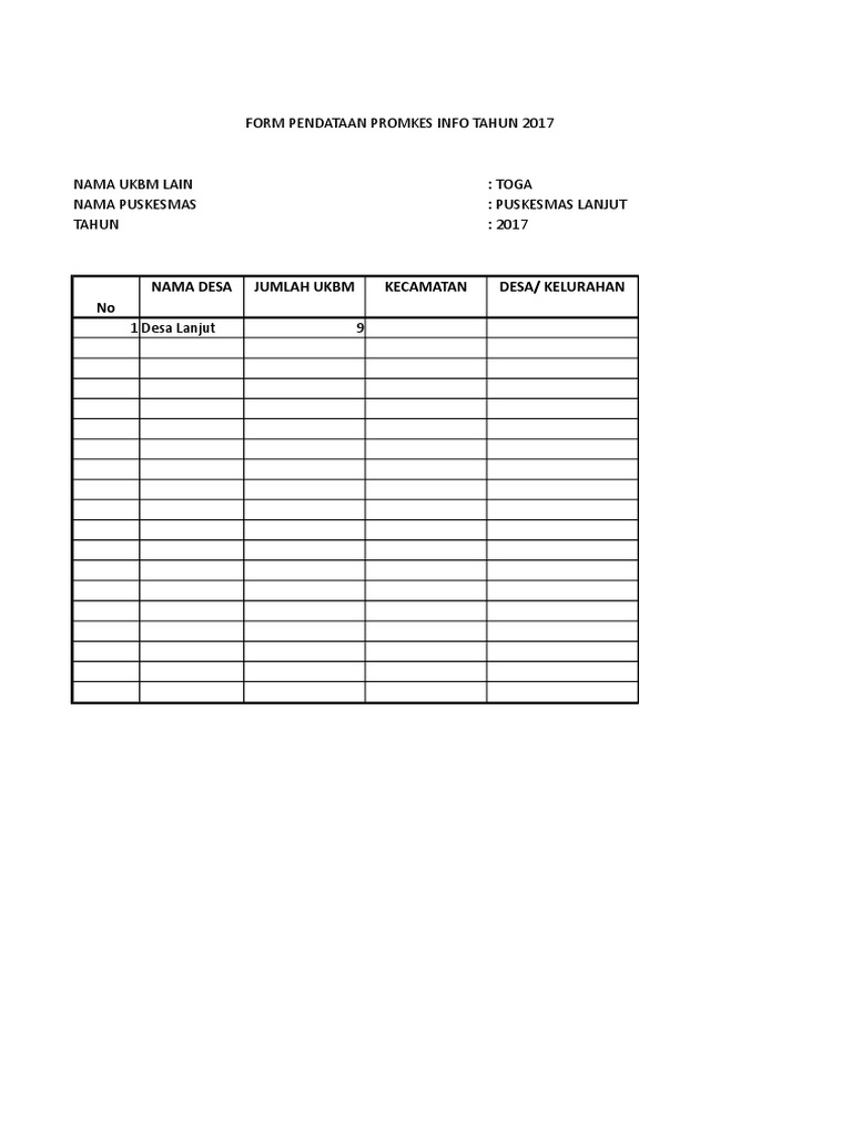 Form Pendataan Toga | PDF