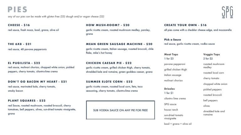 Square Pie Guys - Menu - Pizza - 07.03.19 PDF | PDF | Sausage | Food ...