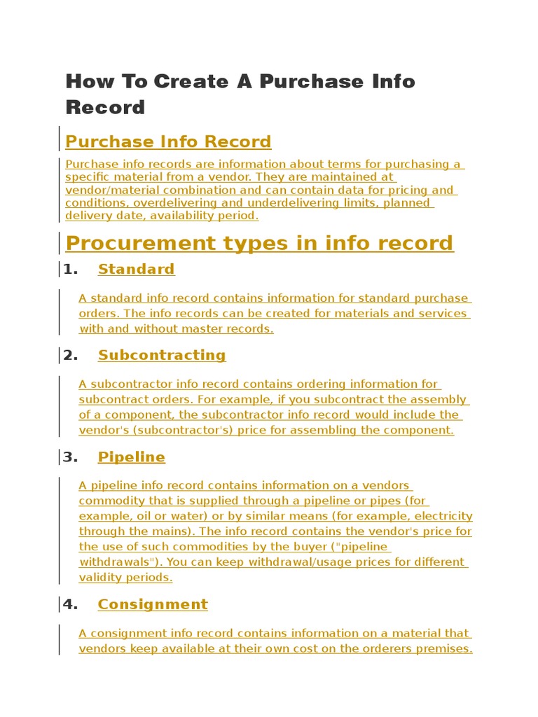 9.how To Create A Purchase Info Record | PDF | Procurement | Pipeline ...