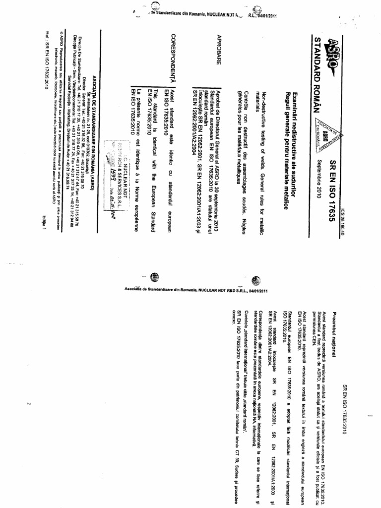 SR en Iso 17635 - Exam Ned - Reguli Generale - Inloc 12062 PDF | PDF