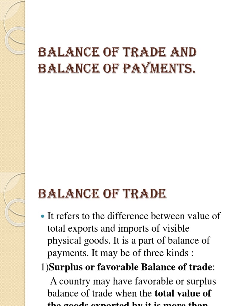 Balance of Trade and Balance of Payments | PDF | Balance Of Payments ...
