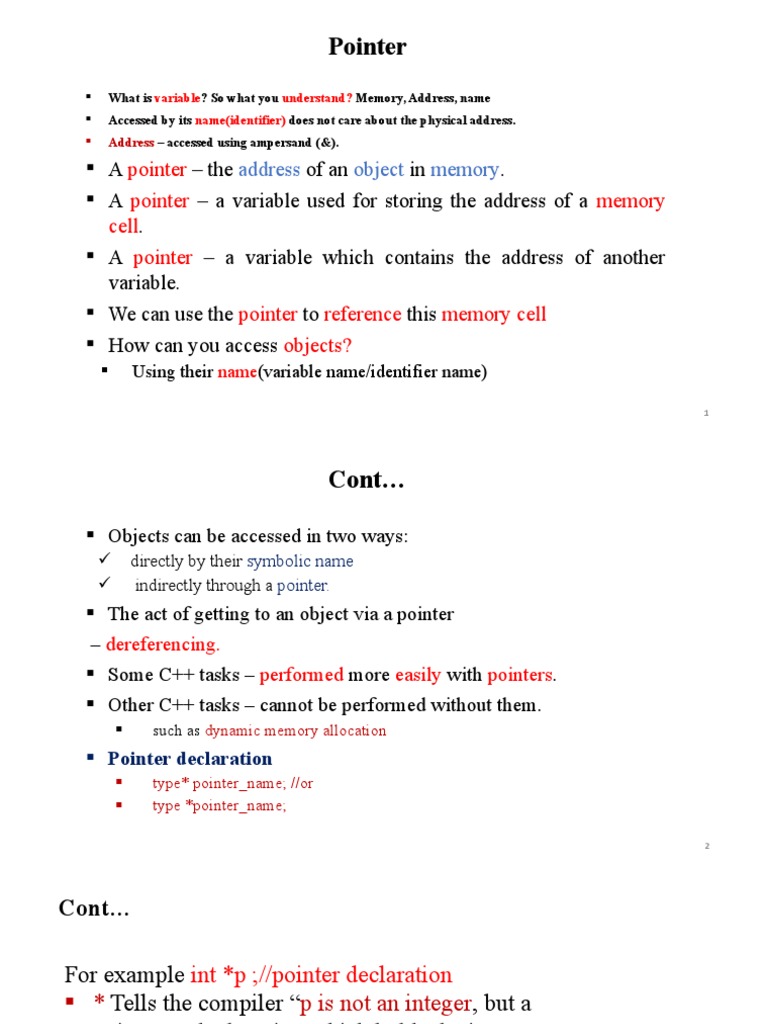 Pointer Pointer Pointer Memory Cell Pointer Pointer Reference Memory Cell Objects Pdf