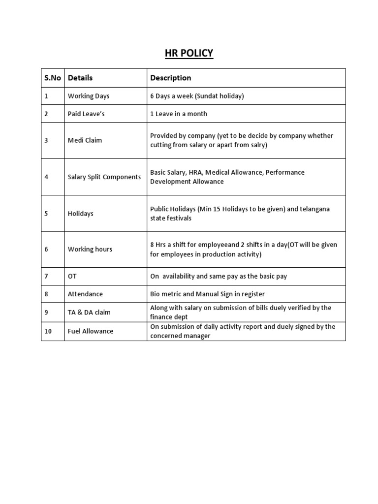 Comprehensive HR Policy Overview | PDF | Career & Growth | Business