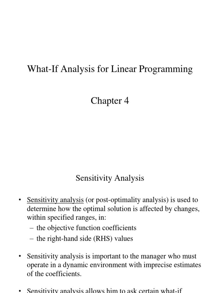 Sensitivity Analysis of Linear Programming Solutions | PDF | Sensitivity Analysis | Mathematical ...
