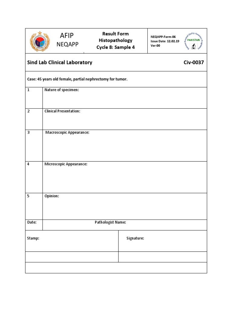 Neqapp: Sind Lab Clinical Laboratory Civ-0037 | PDF | Histopathology ...