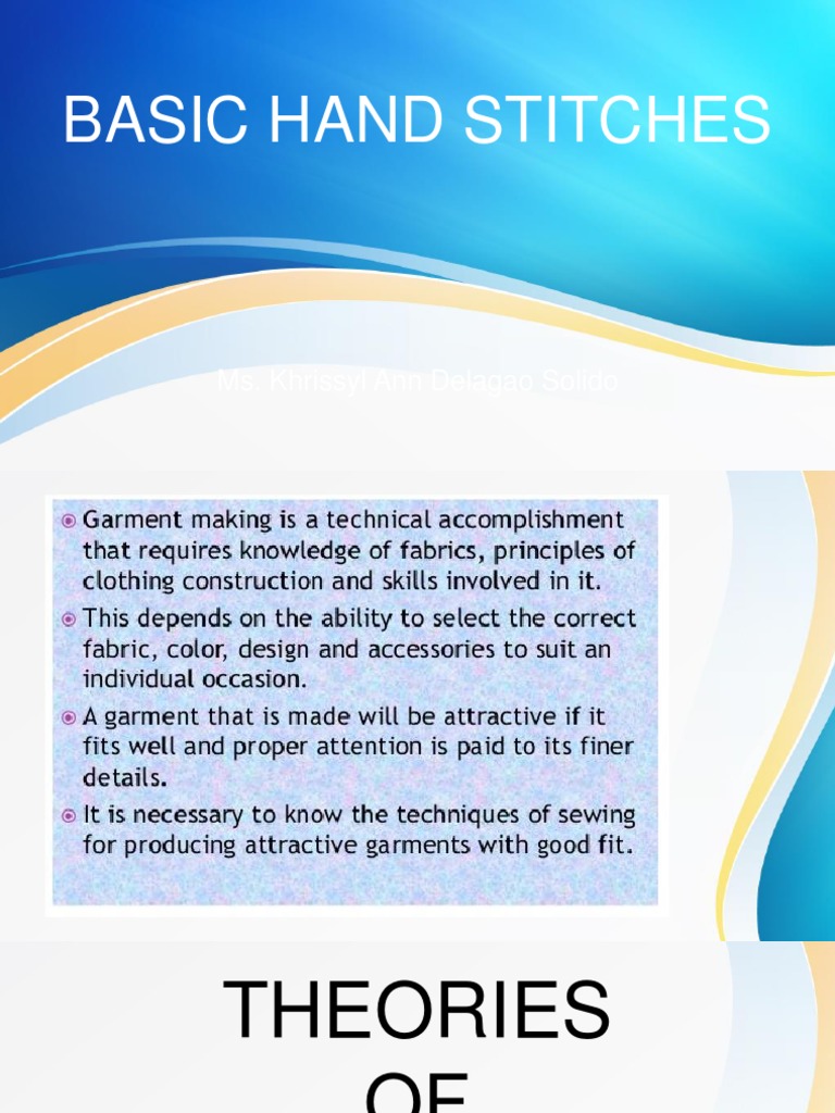 Basic Hand Stitches: Ms. Khrissyl Ann Delagao Solido | PDF
