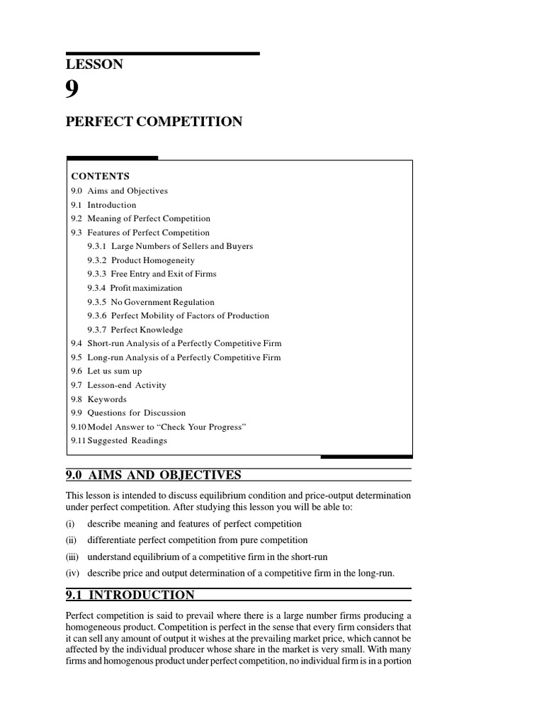 Lesson 09 PDF | PDF | Perfect Competition | Long Run And Short Run