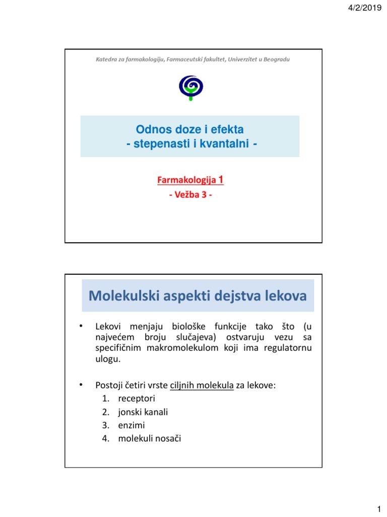 Vežba 3 - Odnos doze i efekta 2019 | PDF