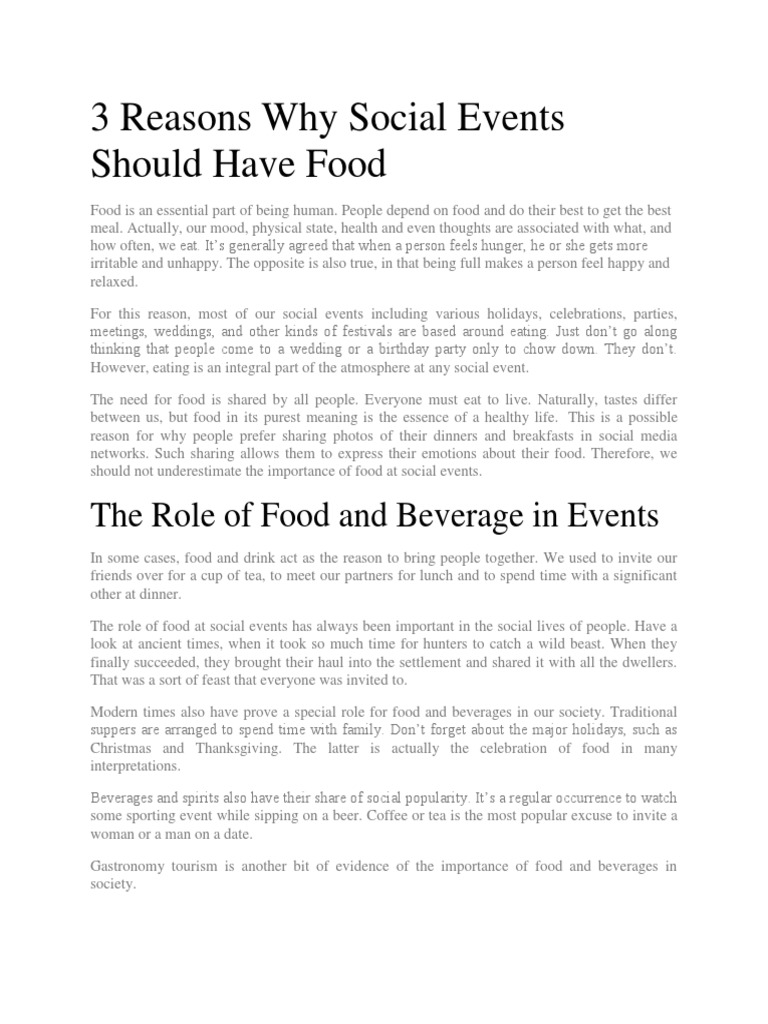 3 Reasons Why Social Events Should Have Food | PDF | Desserts | Obesity