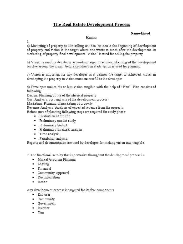 Real Estate Development Process Overview | PDF | Property | Business