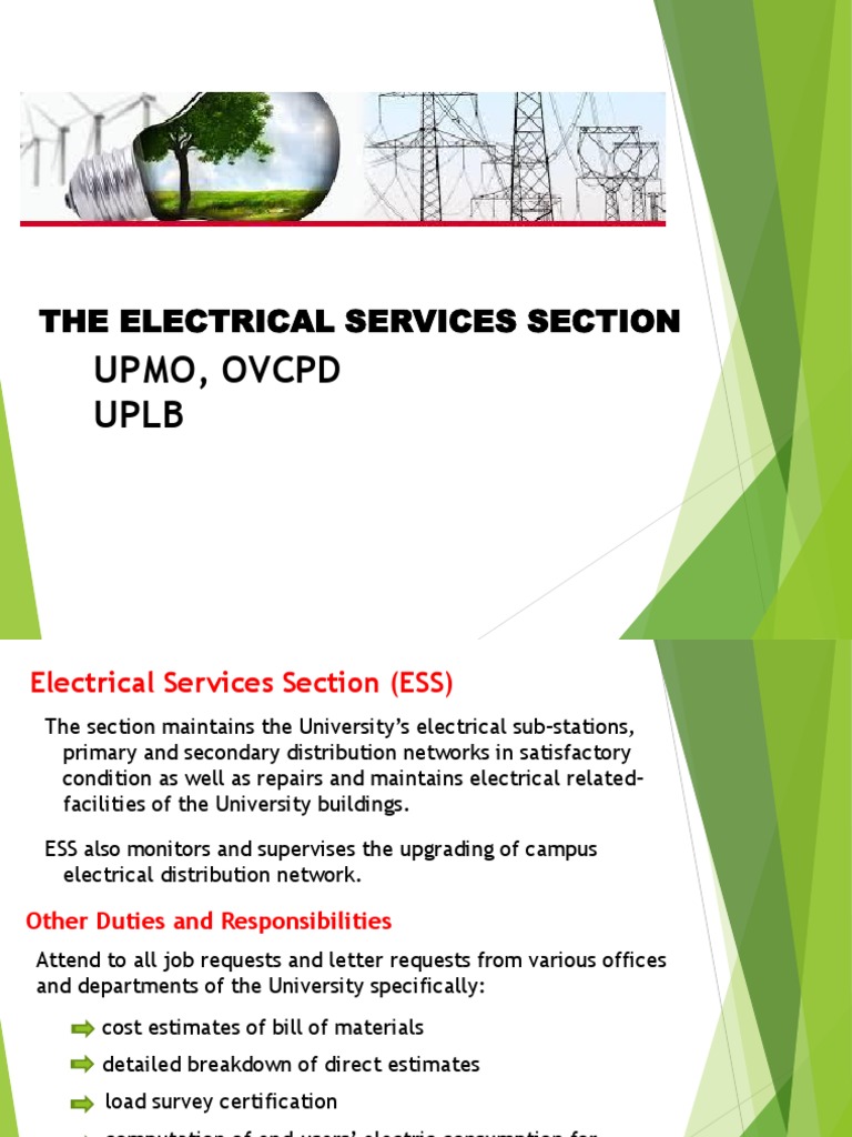 Upmo, Ovcpd Uplb: The Electrical Services Section | PDF | Electric ...